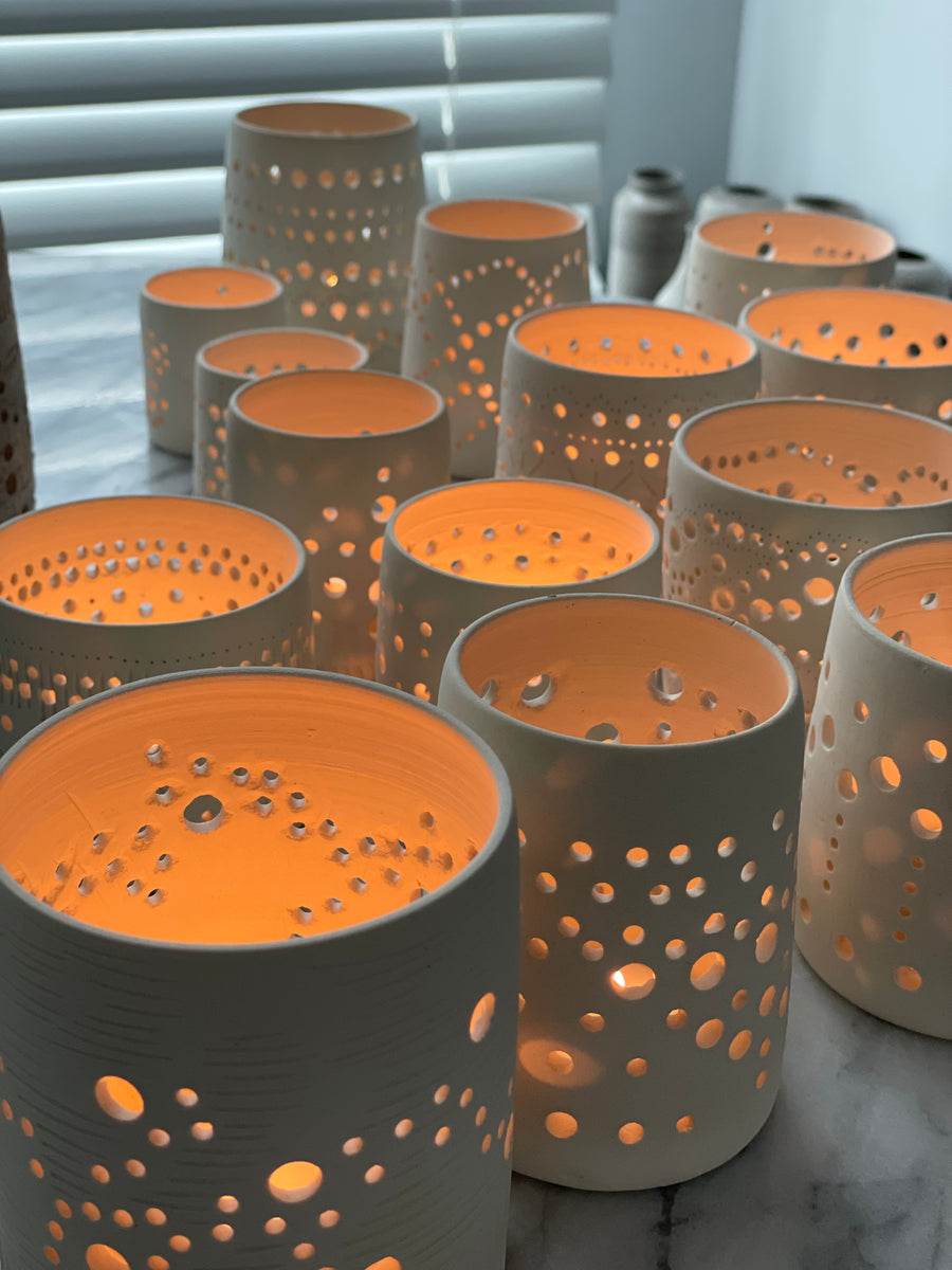 Poetry - XL Porcelain Tea Light – Art by Linny